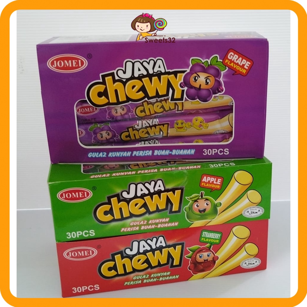 Jaya Chewy Candy /Gula Kunyah /Apple / Grape / Strawberry (HALAL) 30pcs ...