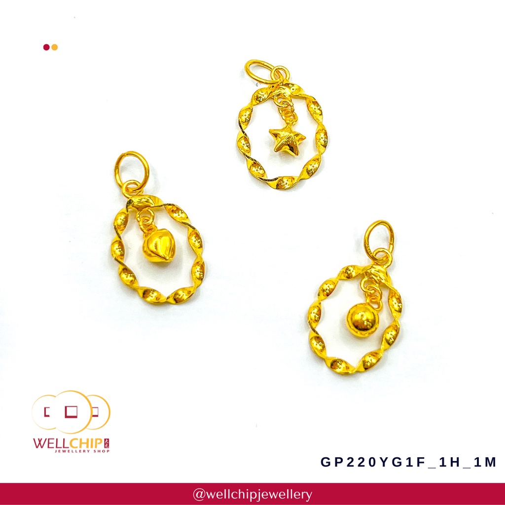 WELL CHIP Gold Pendants - 916 Gold/Loket Emas - 916 Emas | Shopee Malaysia