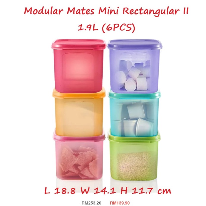 Tupperware Modular Mates Mini Rectangular MM II 1.9L Smart Keeper (1PCS ...
