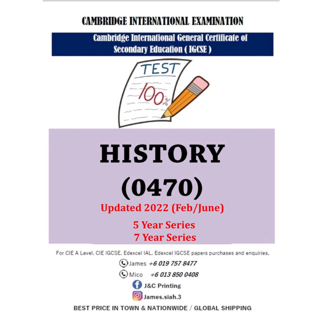 Cambridge Igcse Past Year Papers HISTORY 0470 PAPER 1,2,4 | Shopee Malaysia