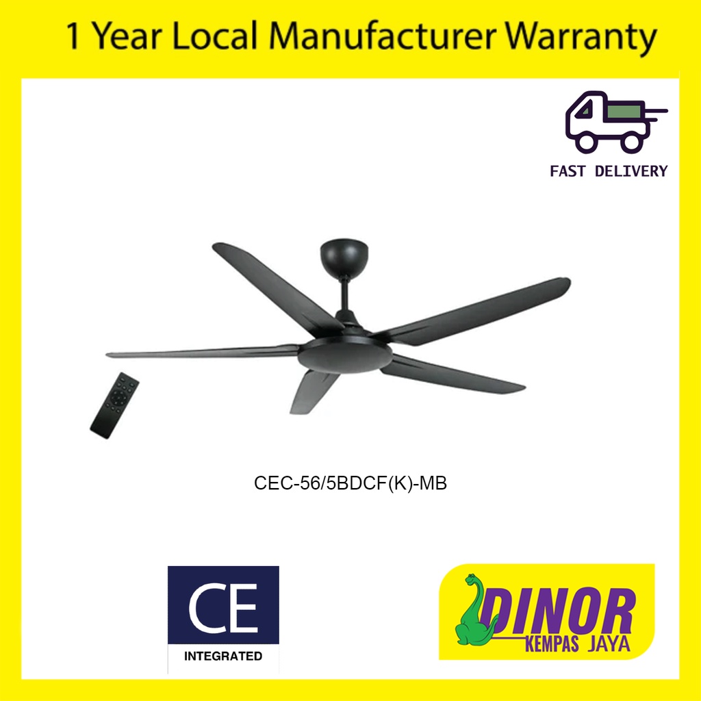 CE INTEDRATED CEILING FAN 56" DC MOTOR 7 SPEED FORWARD AND REVERSE CEC ...