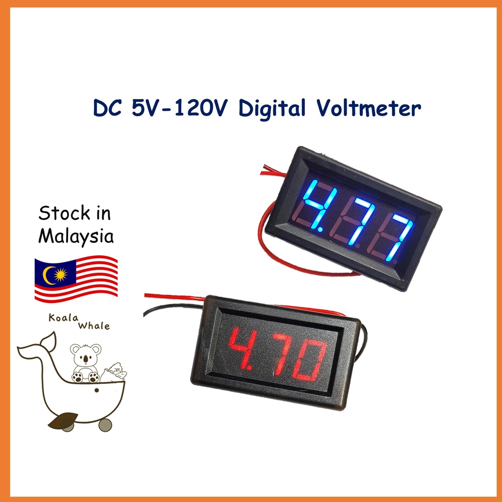 DC 5V-120V Digital Voltmeter 5V 120V Panel Mount Volt Meter | Shopee ...