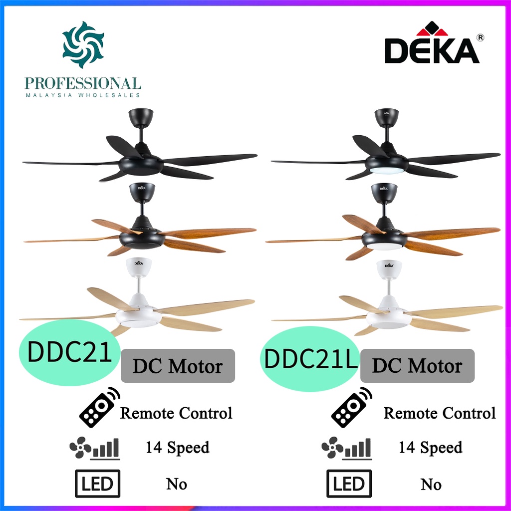 DEKA DDC21 | DDC21 LED 56" 5 Blades DC Motor 7 Speeds Control + Reverse ...