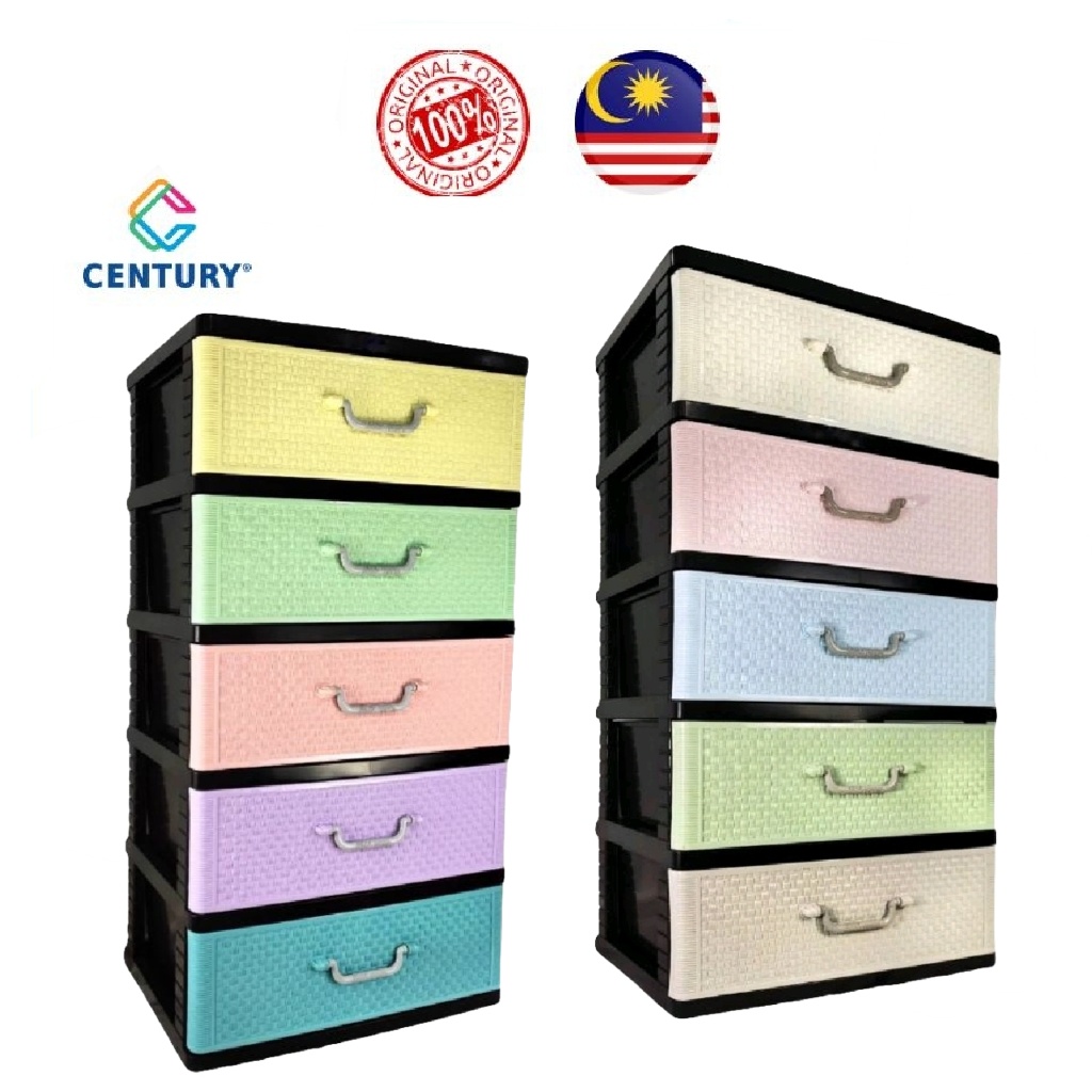 Century Drawer 5 TIER Clothes Drawer Cabinet Storage Laci Kabinet ...