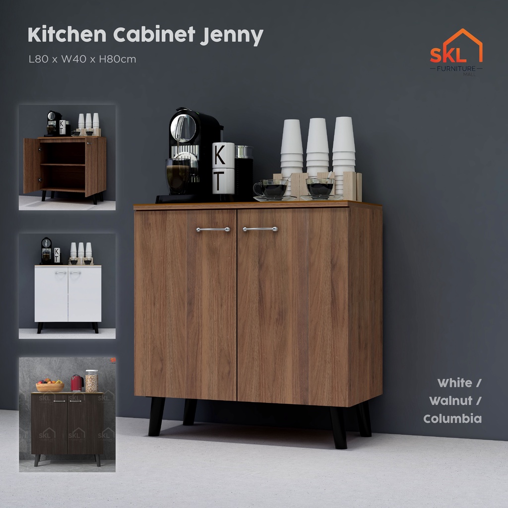 JENY 2.6FT Kitchen Cabinet With Tiles Top Base Unit Kitchen Storage ...