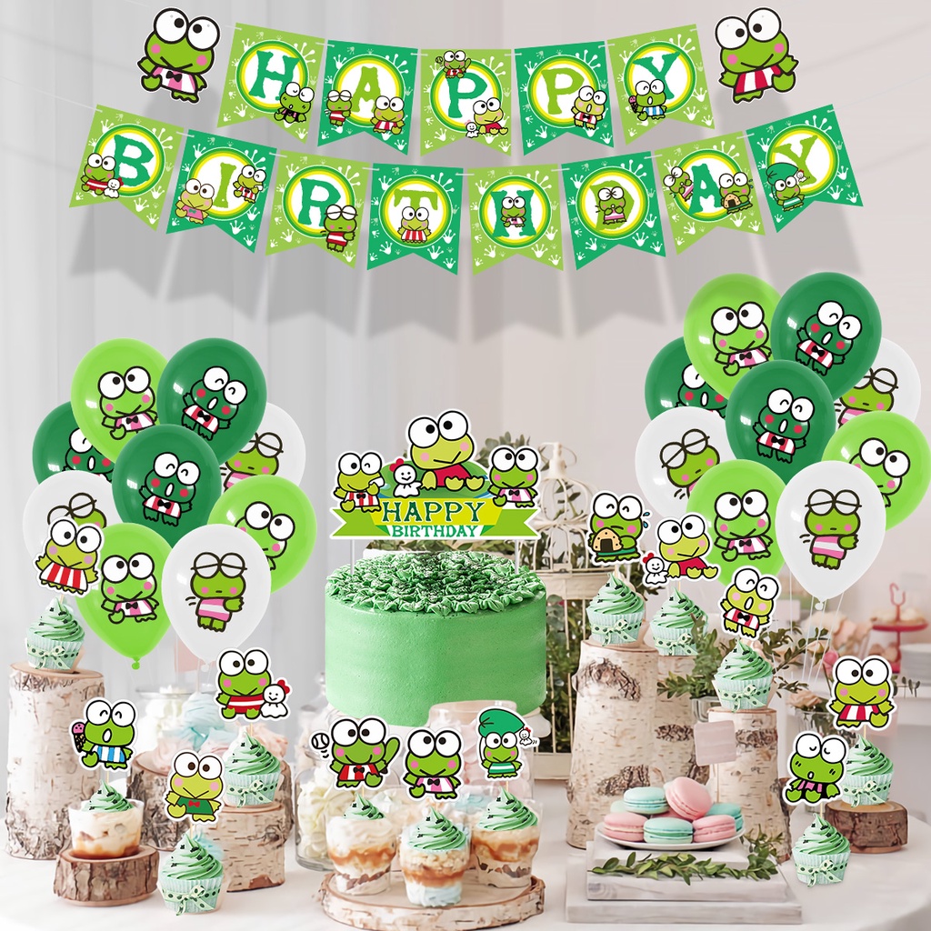 Sanrio KEROKERO KEROPPI Frog Balloons banner cake toppers Birthday ...
