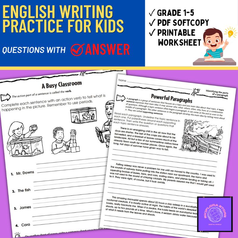 [SS13] Practice English Writing Grade 1 - 5 | Printable Worksheet ...