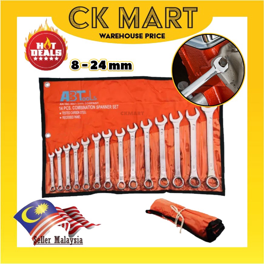 ABTools ABT TOOLS or Neutral 14PCS Combination Spanner Wrench Tools ...