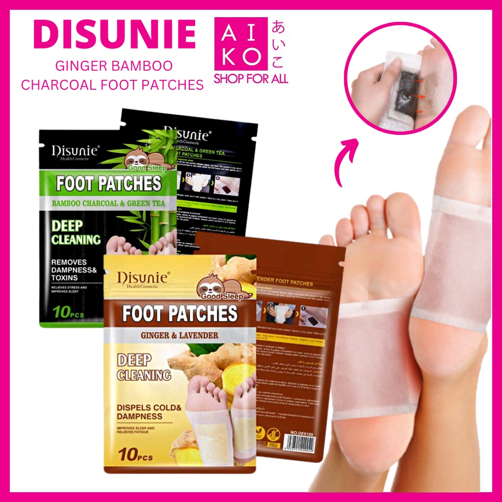 (AIKO) DISUNIE GINGER BAMBOO CHARCOAL FOOT PATCHES (5 PAIRS) | Shopee ...