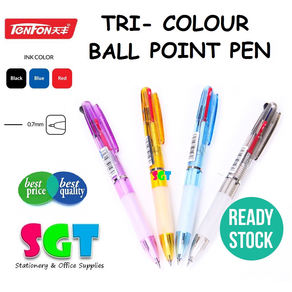 TENFON Tri- Colour Ball Point Pen 0.7mm (Random Colour) | Shopee Malaysia