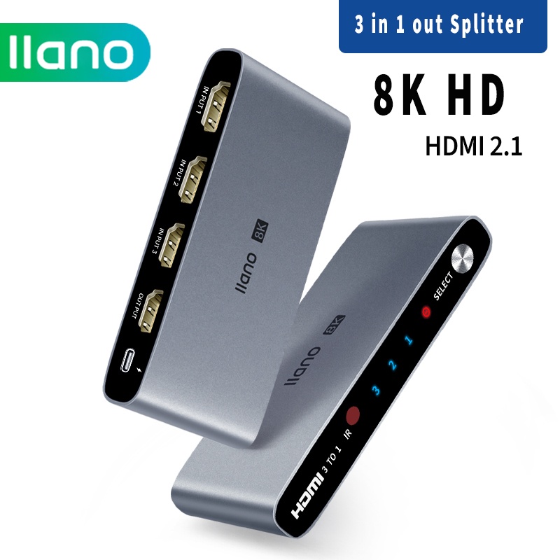 llano 8K HDMI Splitter 8K/60Hz HDMI Switch 3 in 1 out Adapter Converter ...