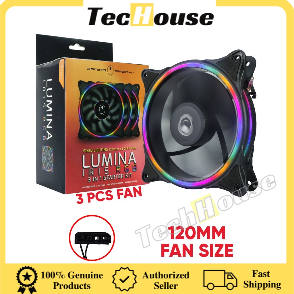 Gaming Freak Lumina IRIS RGB 120mm PC Fan 3-in-1 Starter Kit GF IRFIX ...