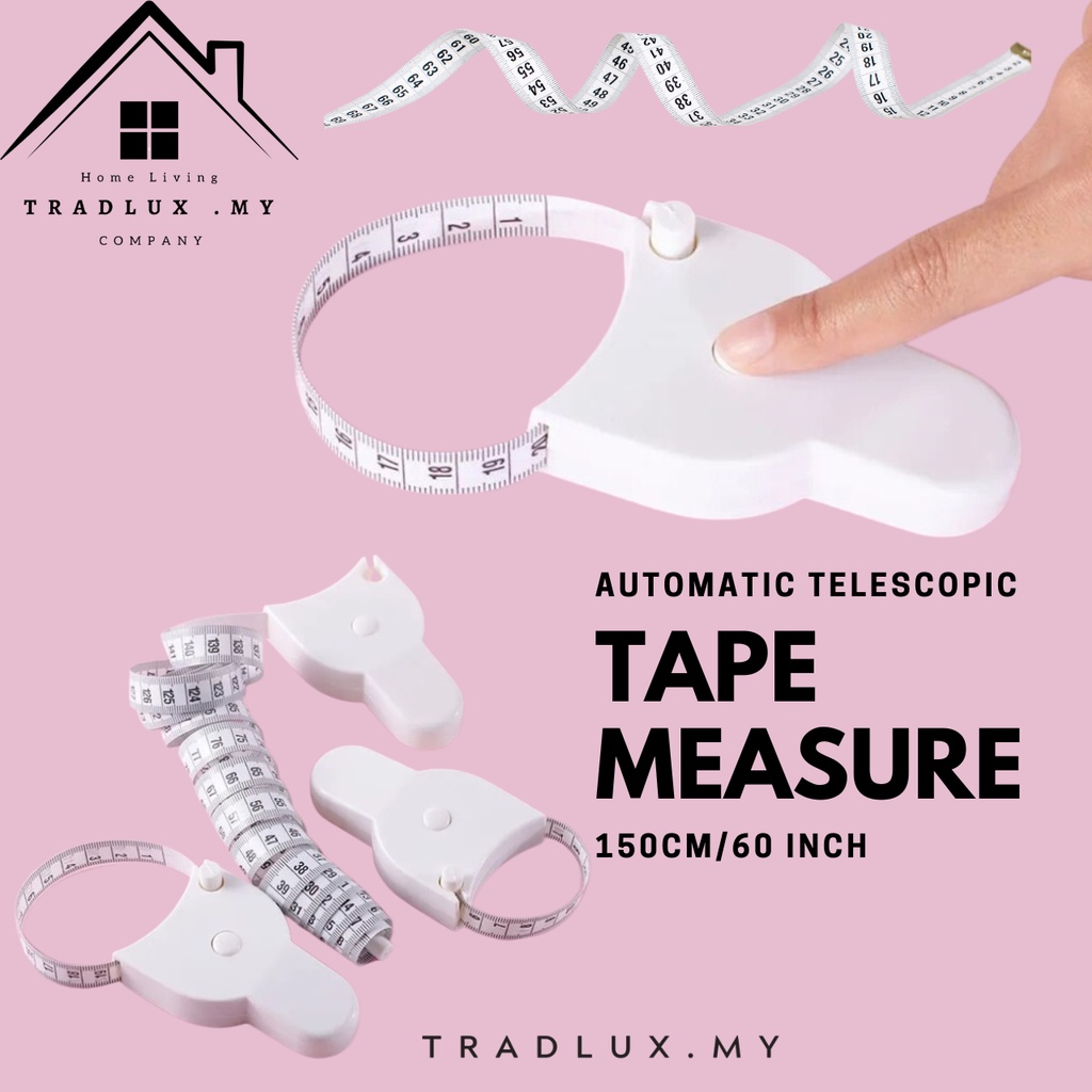 Automatic Telescopic Tape Measure 150cm/60 INCH self retracting triple ...