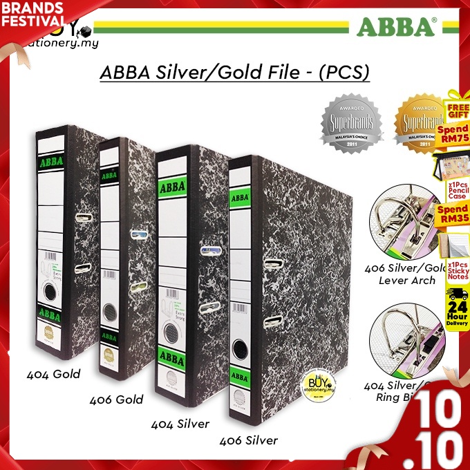 ABBA Ring File Holder Silver / Gold - (PCS) Document Holder Office File ...