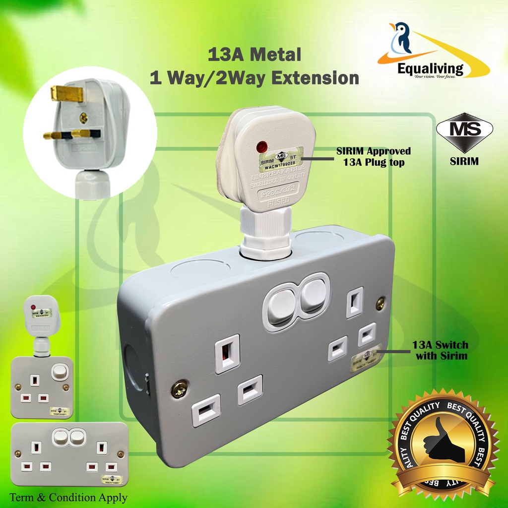 Plug Top Heavy Duty 1Way/2 Ways 2 GANG Metal Clad Switched Socket ...
