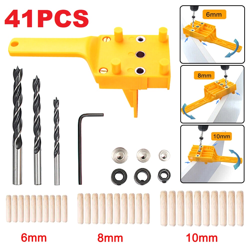 41pcs Woodworking Guide Wood Dowel Drilling Hole Saw Doweling Jig Drill ...