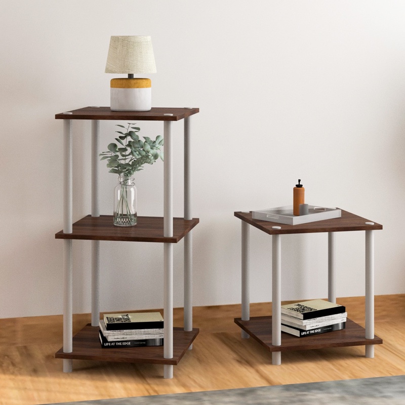 Furniture Direct MOLLY 2 & 3 Tier Plastic Pole Side Table storage rakc ...