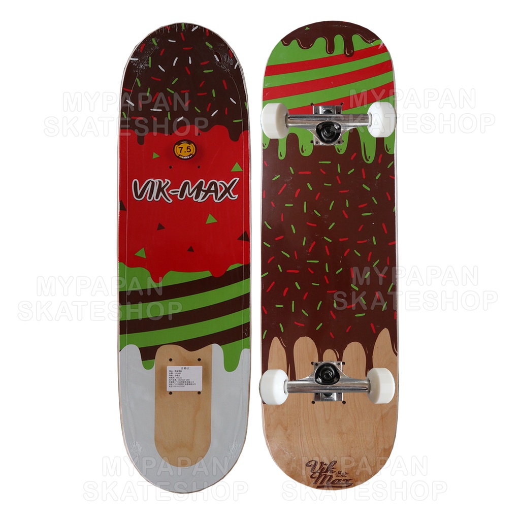 Vik Max Skateboards Complete Set Model Ice Cream Chocolate Size 7.5 ...