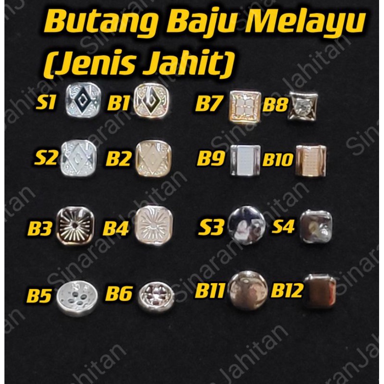 (Jahit)Butang Baju Melayu Empat Segi Butang Kilat Butang Fancy Butang ...