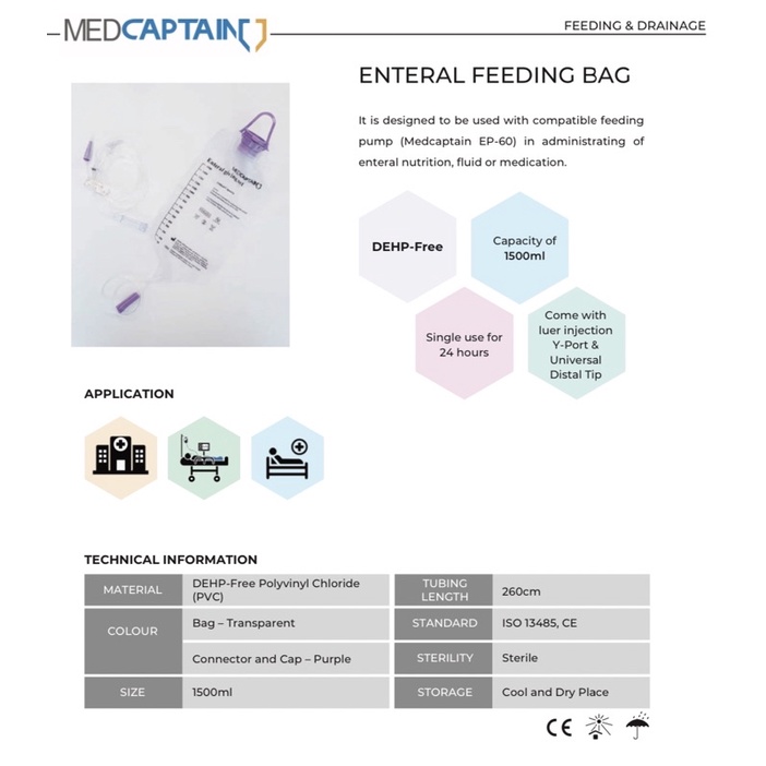 MEDCAPTAIN Enteral Feeding Bag, 1500ml | Shopee Malaysia