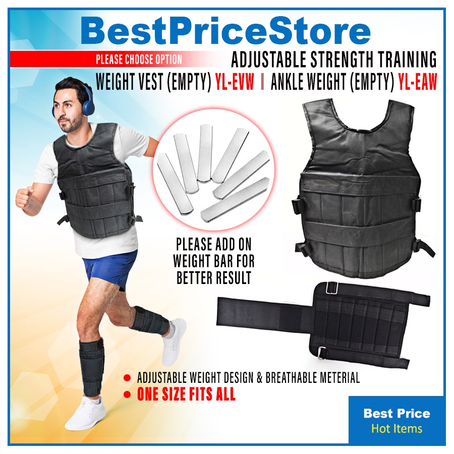 BPS Invisible Ankle Weight Vest Jacket Body Jogging Running Hiking Slim ...
