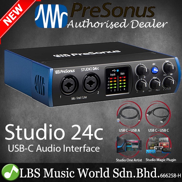 Presonus Studio 24c USB C 2 In 2 Out Audio Interface with Studio One ...