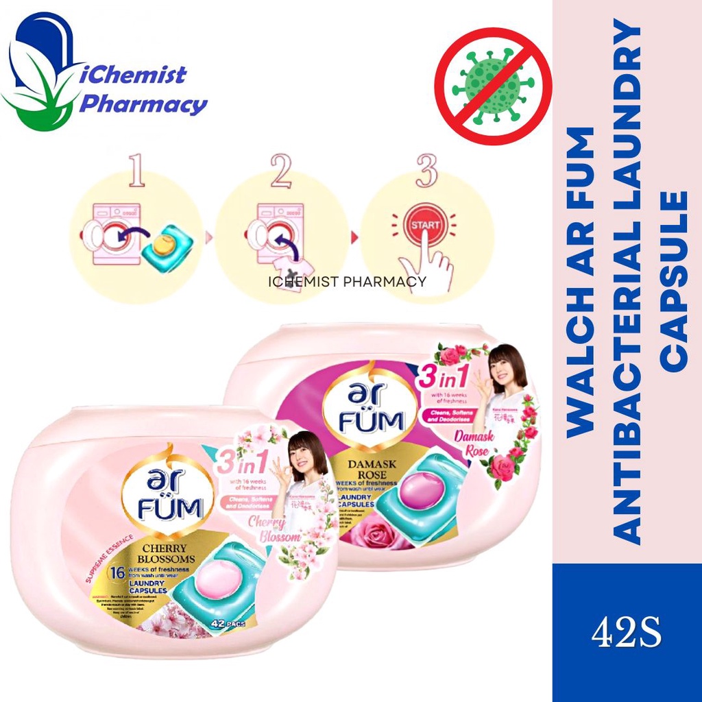 WALCH AR FUM ANTIBACTERIAL LAUNDRY CAPSULES 42S - CHERRY BLOSSOM ...
