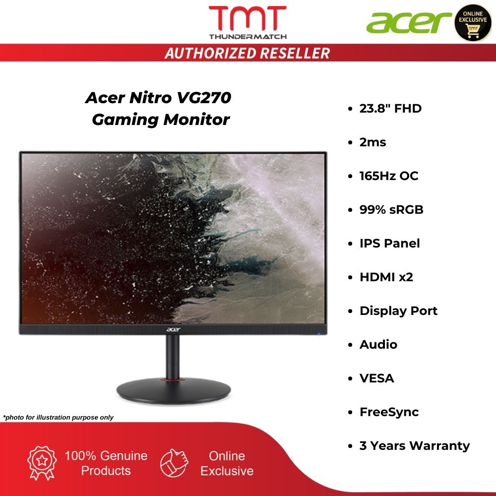 Acer Nitro XV240Y P Gaming Monitor | 23.8" / 2ms / 165Hz OC / FHD | 99% ...