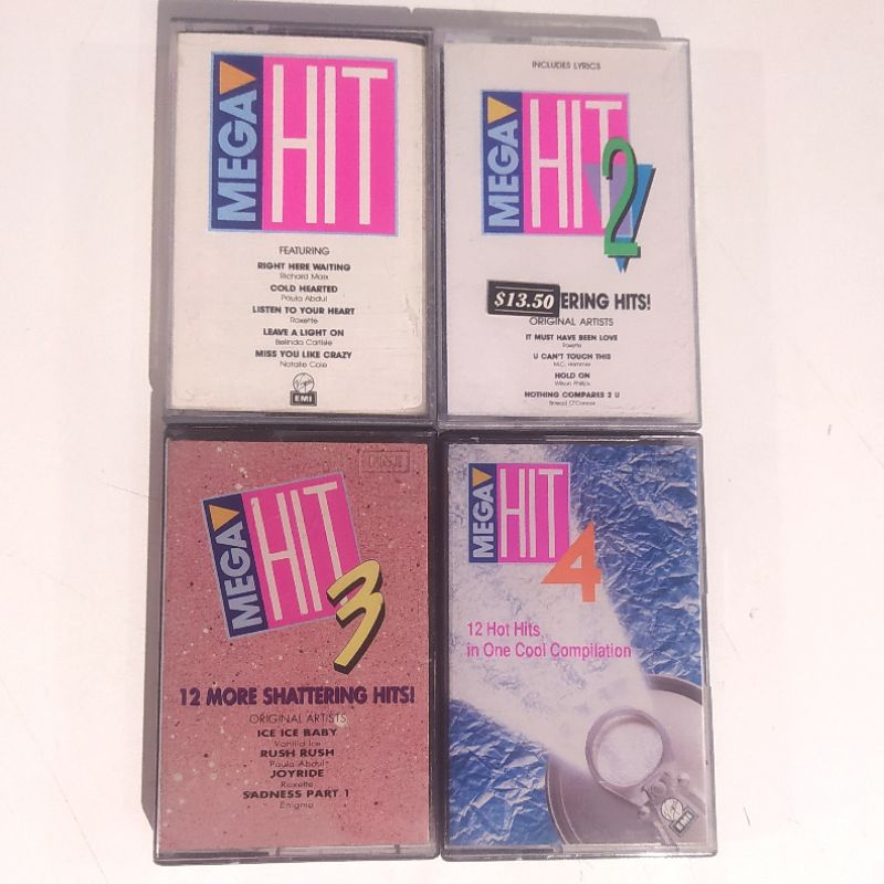 TAPE Megahit 1, 2, 3, 4 Set of 4 Cassettes Kaset MEGA HIT ORIGINAL USED ...