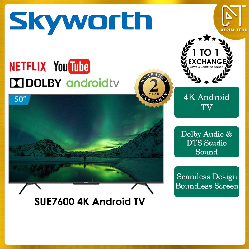 SKYWORTH SUE7600 Android Smart TV with 4K Resolution, Android 10, Ultra-Thin Infinity Screen and ...