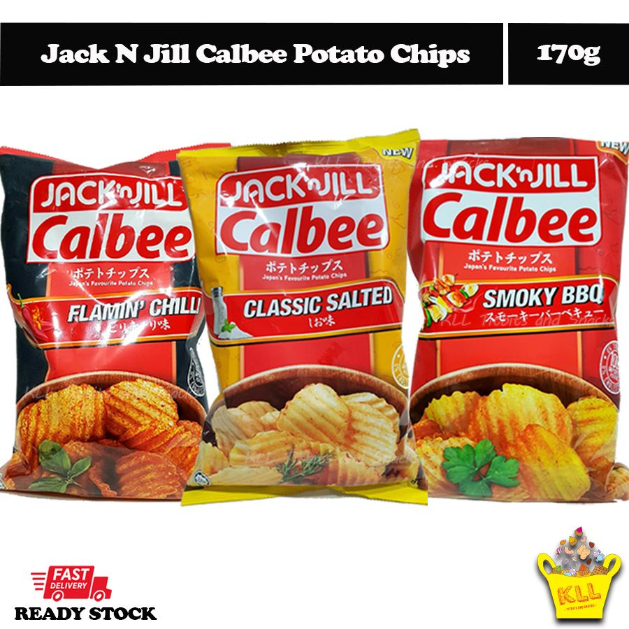Jack N Jill Calbee Potato Chips Salted / BBQ / Flaming Chili 170g ...