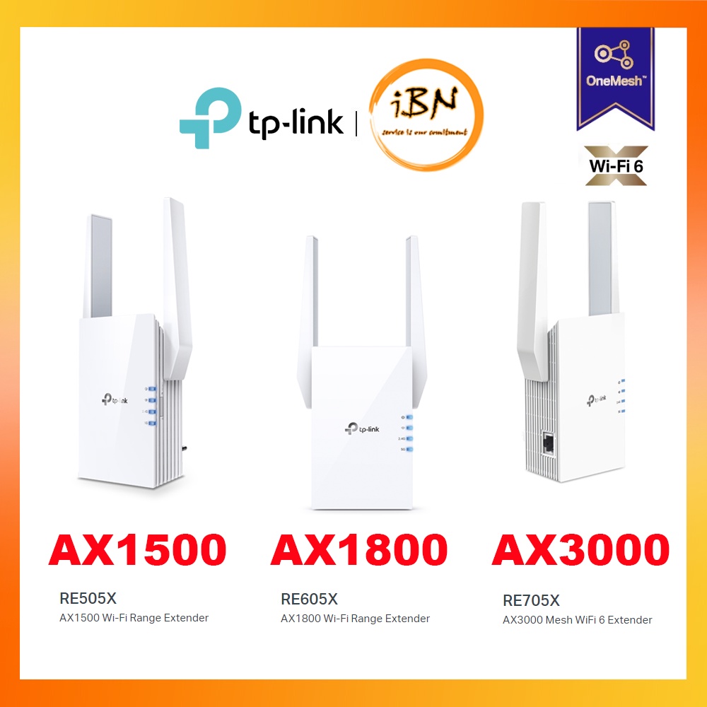 TP-Link RE505X / RE605X / RE705X AX1500/AX1800 /AX3000 Onemesh AX Wi-Fi 6 Range Extender ...