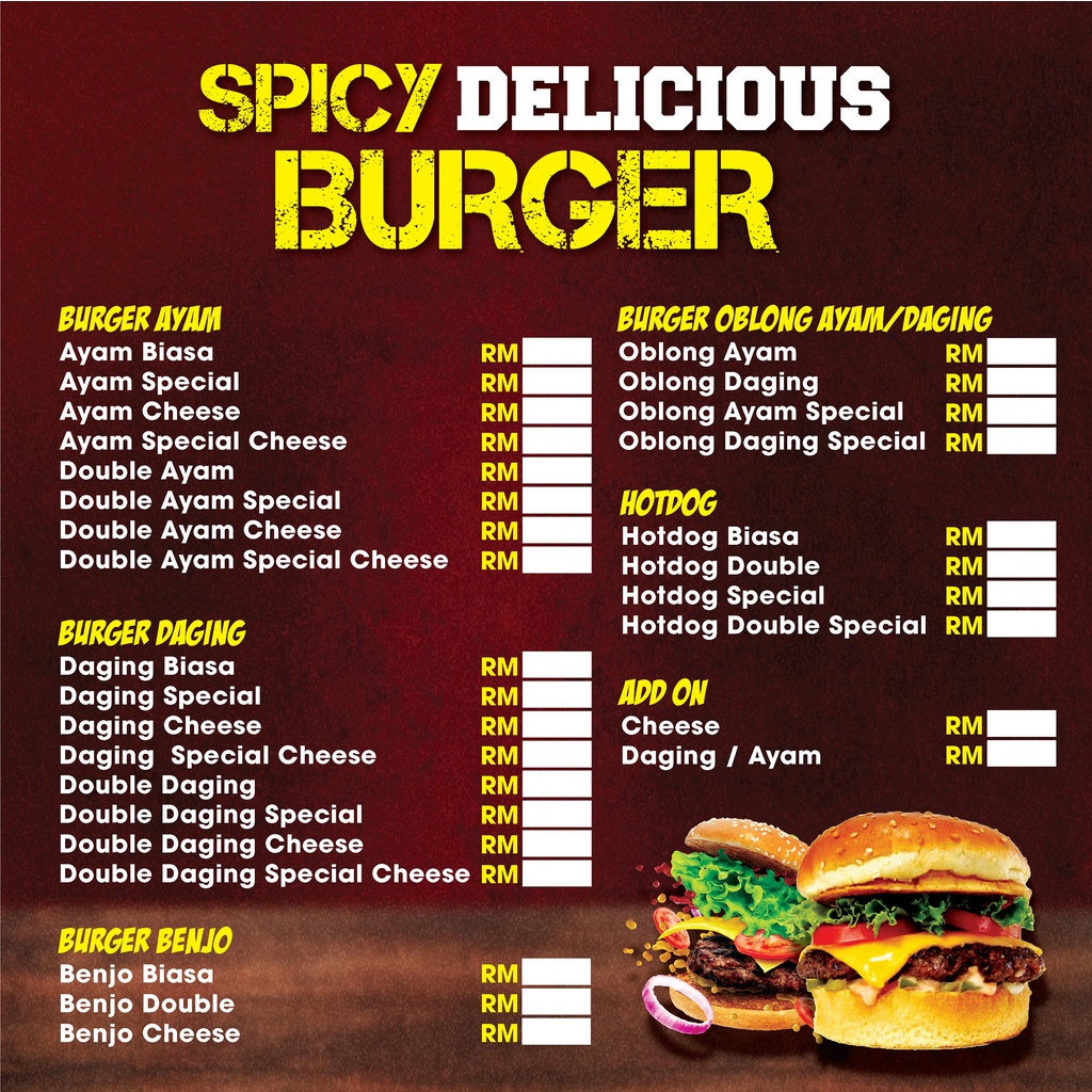 Sticker Cermin Stall Burger (MENU) | Shopee Malaysia