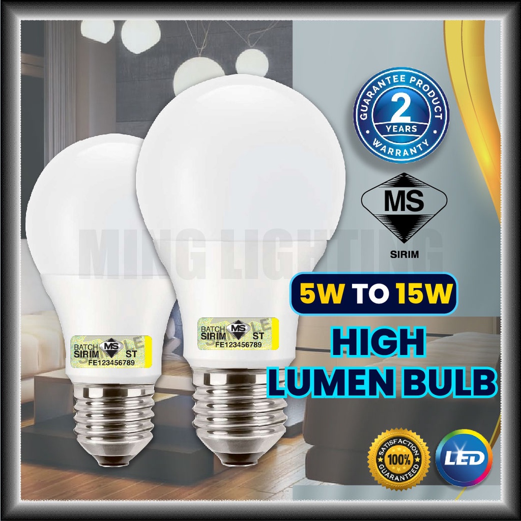[Sirim] LED E27 Bulb 5W 9W 10W 12W 15W Mentol Lampu Energy Saving Table Lamp Ceiling Down Light ...
