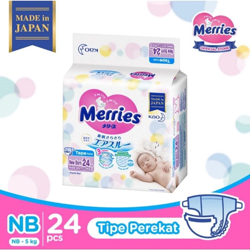 Merries Premium Baby Diapers Adhesive NB - 24 pcs | Shopee Malaysia