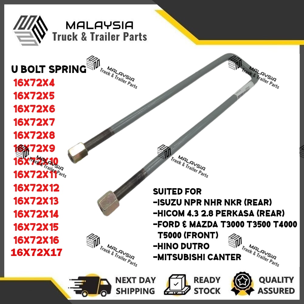 U Bolt Spring Rear 16X72X4-17 Daihatsu Delta Isuzu Hicom Mitsubishi ...