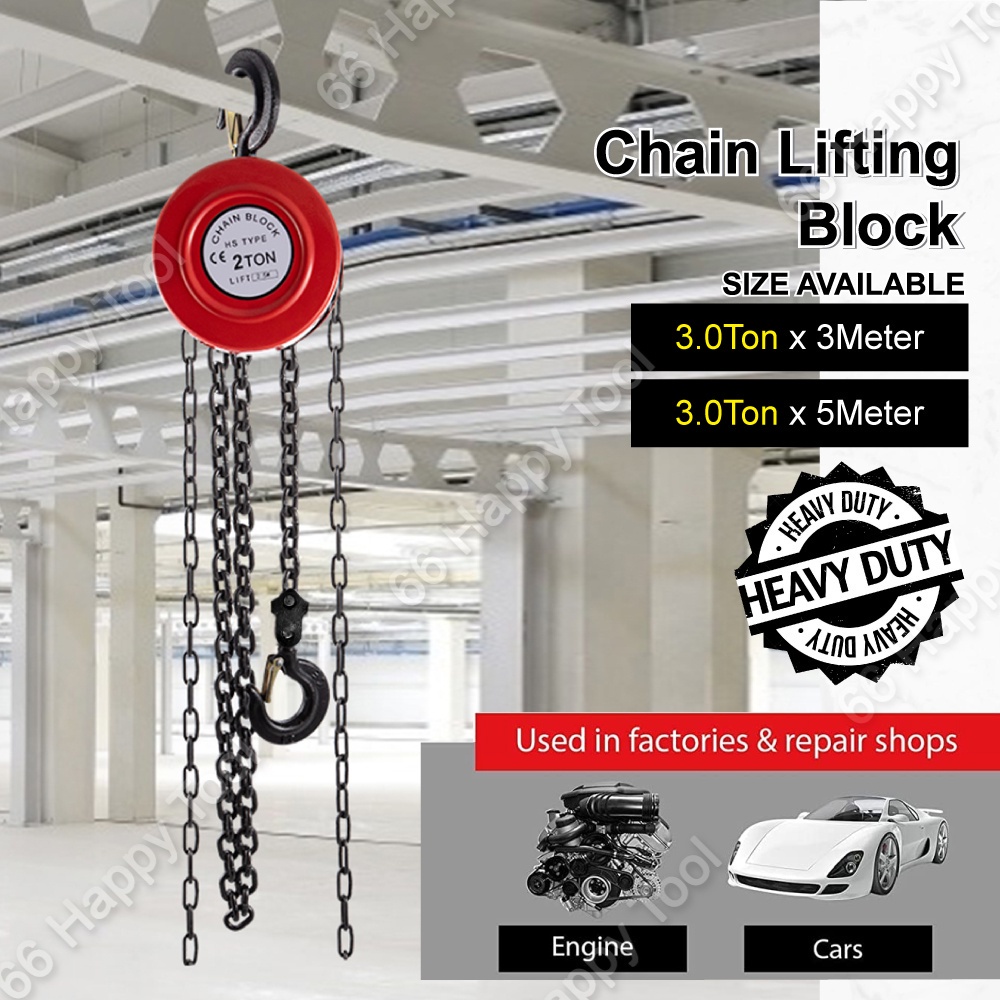 (3Ton) Heavy Duty Chain Block Lifting HS-Type 3M 5Meter Chain Hoist ...