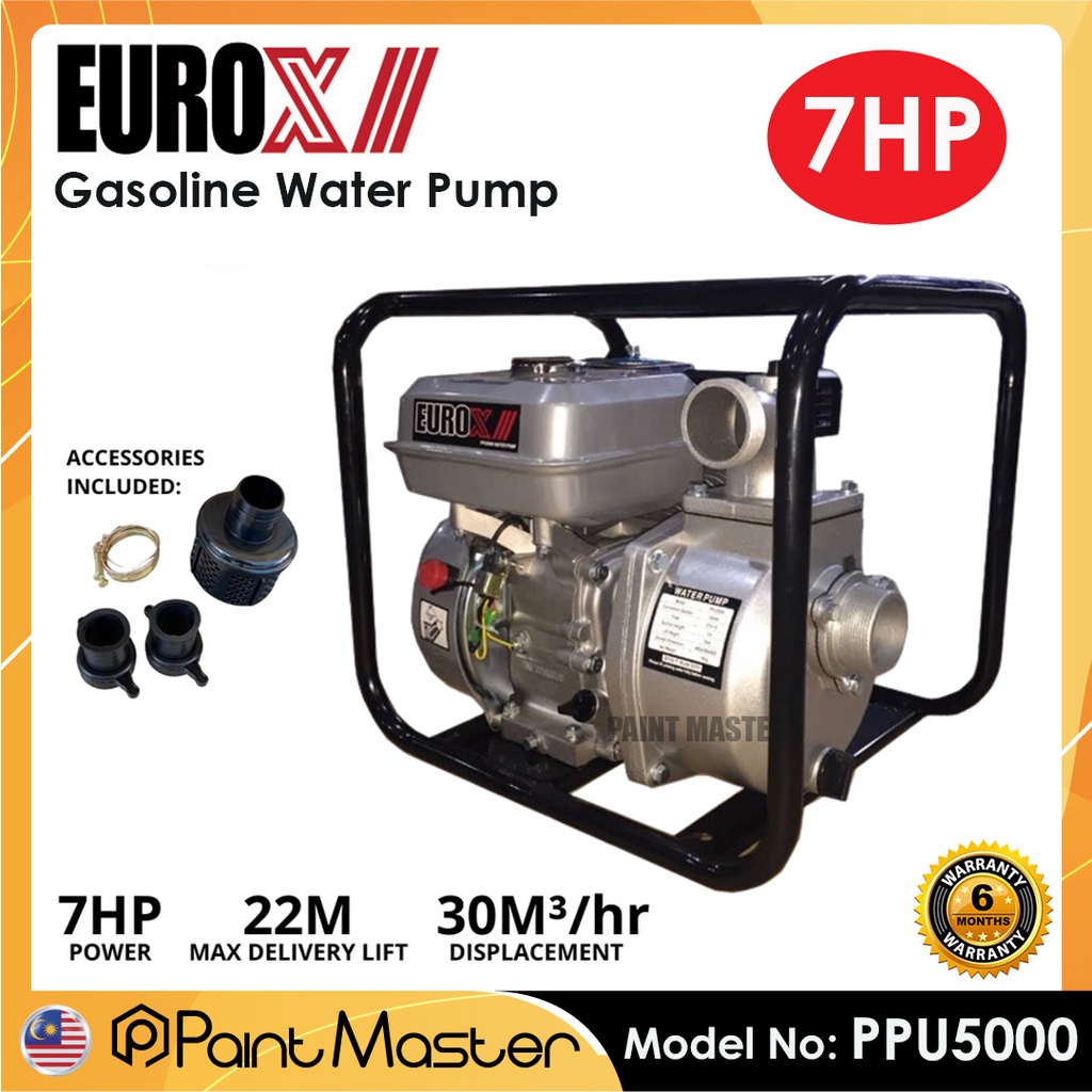 EUROX PPU5000 / PPU 5000 2'' 7HP 4-Stroke Gasoline Engine High Pressure Water Pump 212cc 3600rpm ...