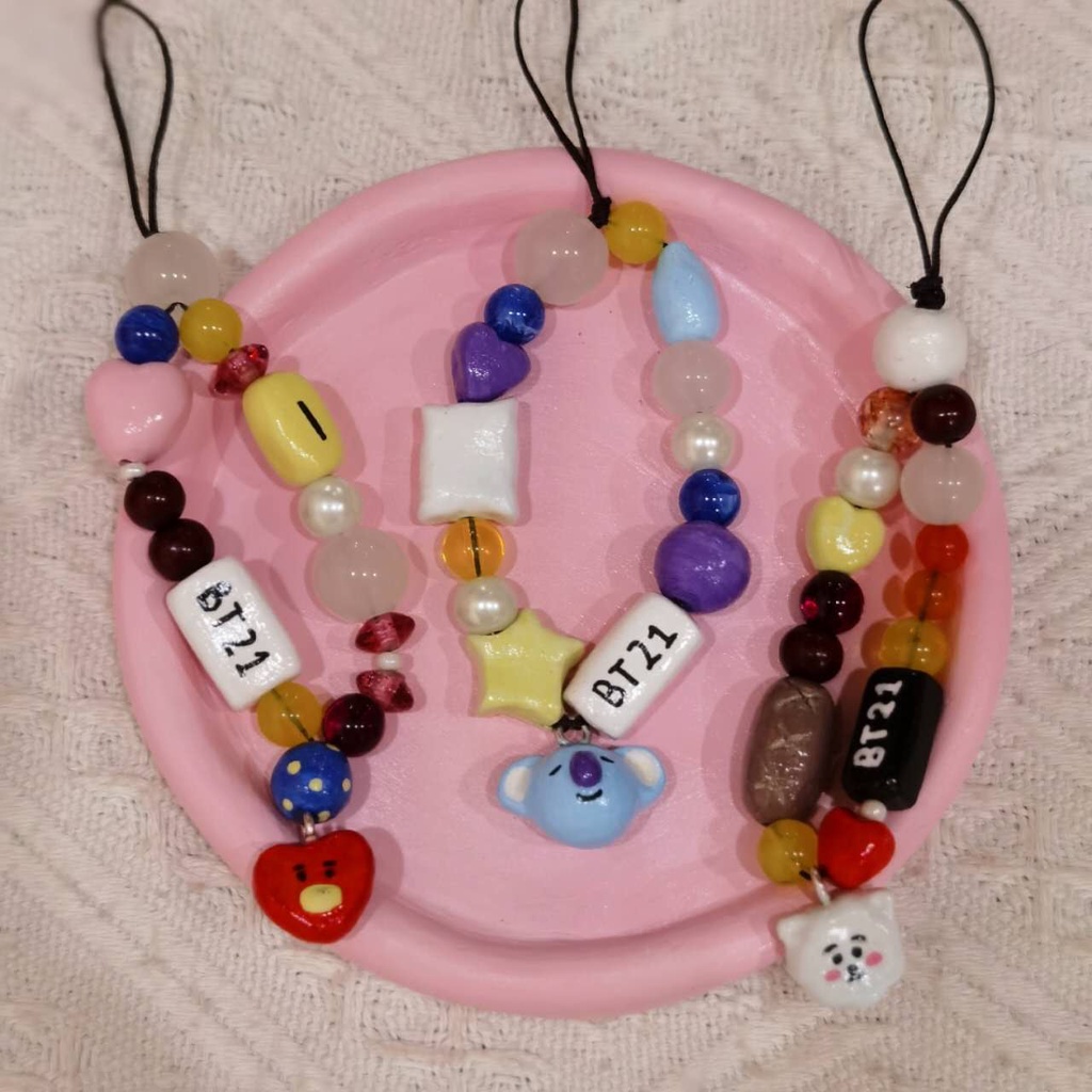 Handmade BTS BT21 Clay Beads Phone Straps | Tata Koya RJ | Shopee Malaysia