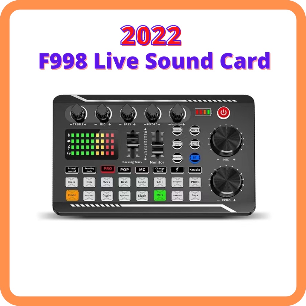 F998 PRO Sound Card Noise Reduction Audio mixers LIVE Streaming FB Tiktok YouTube Bigo Live ...