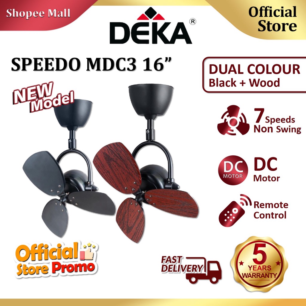 DEKA SPEEDO MDC3 16" 3 Blades Wall Fan 7 Speeds Remote Control Ceiling ...
