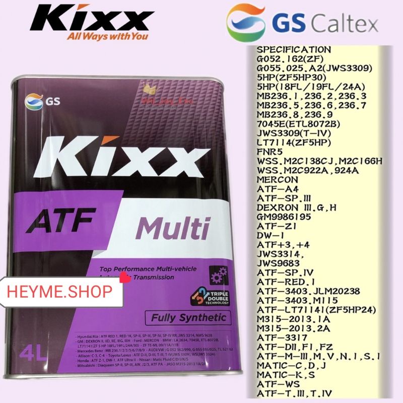 Kixx ATF Multi 4L Fully Synthetic -DEXRON III Toyota T-IV WS Nissan ...