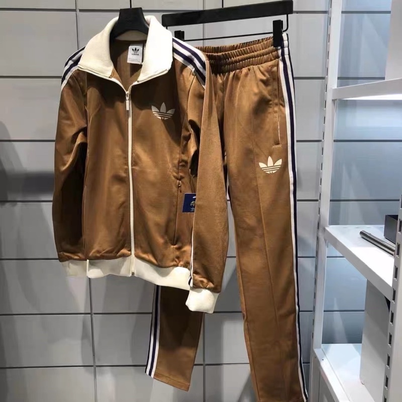 Adidas tracksuit jacket brown classic set original authentic | Shopee ...