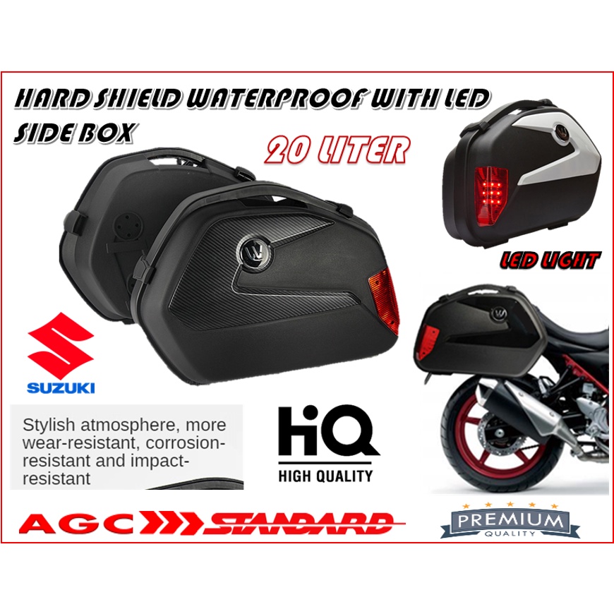 SUZUKI WATERPROOF V35 SIDE BOX ABS PLASTIC WITH LED LIGHT HARD SHEILD ...