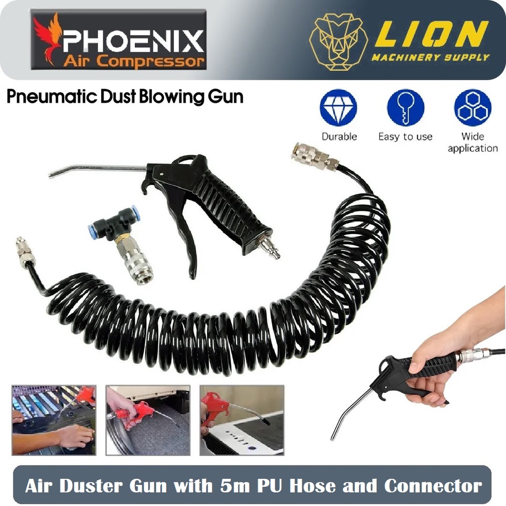 Phoenix Pneumatic Air Duster Gun with 5m PU Hose and Connector A037 ...