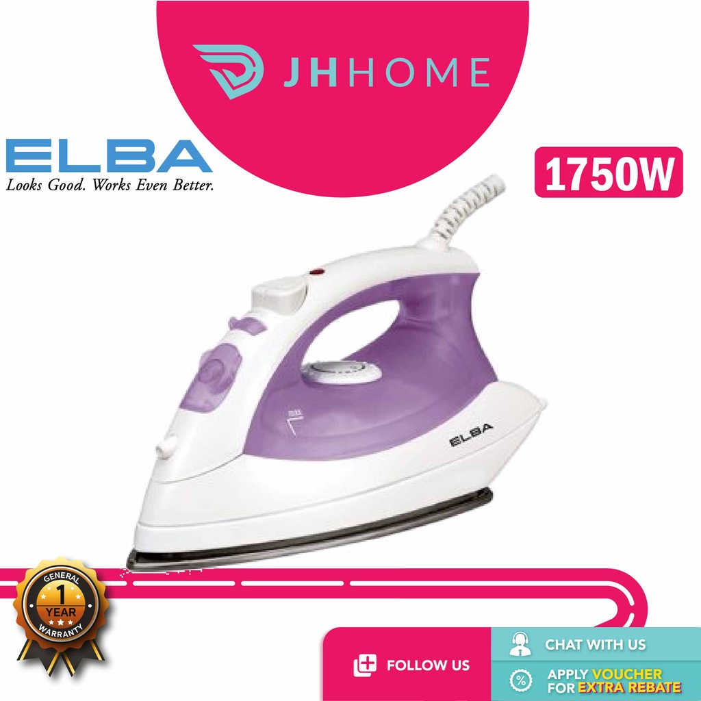 Elba 1750W Steam Iron ESI-1196V | Dry, Steam & Spray Function | Shopee ...