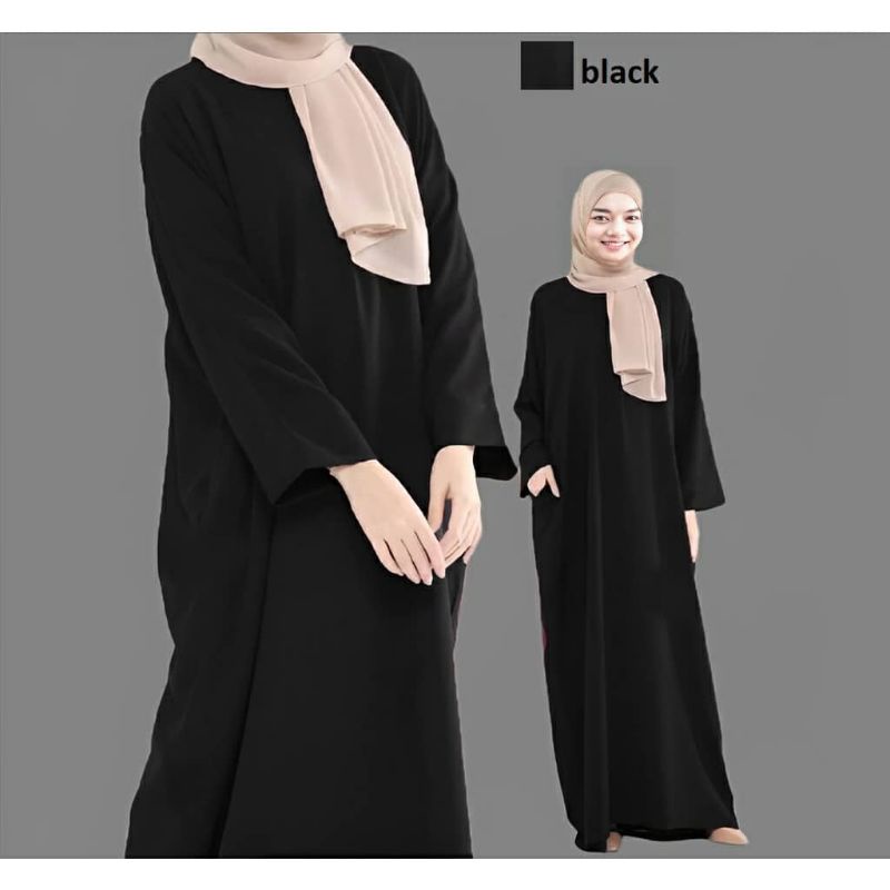 jubah muslimah with pocket ready stock soft como crape | Shopee Malaysia