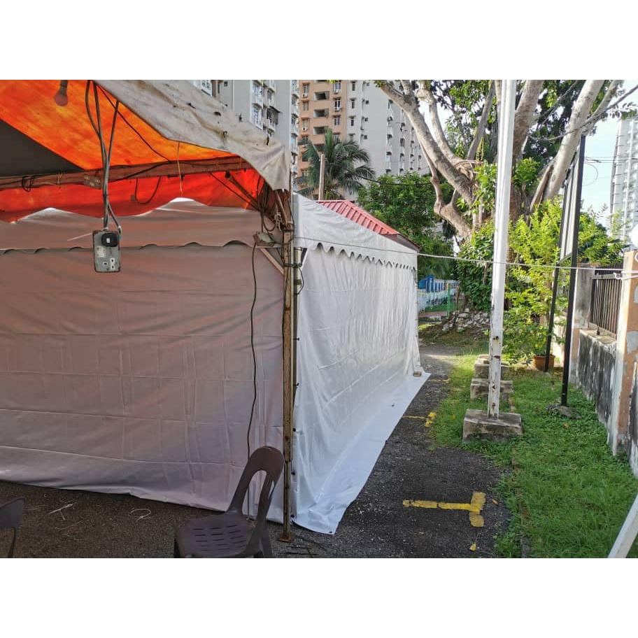 20ft X 8ft SIDEWALL PVC PLAIN SILVER WHITE KAIN TEPI KAIN DINDING ...