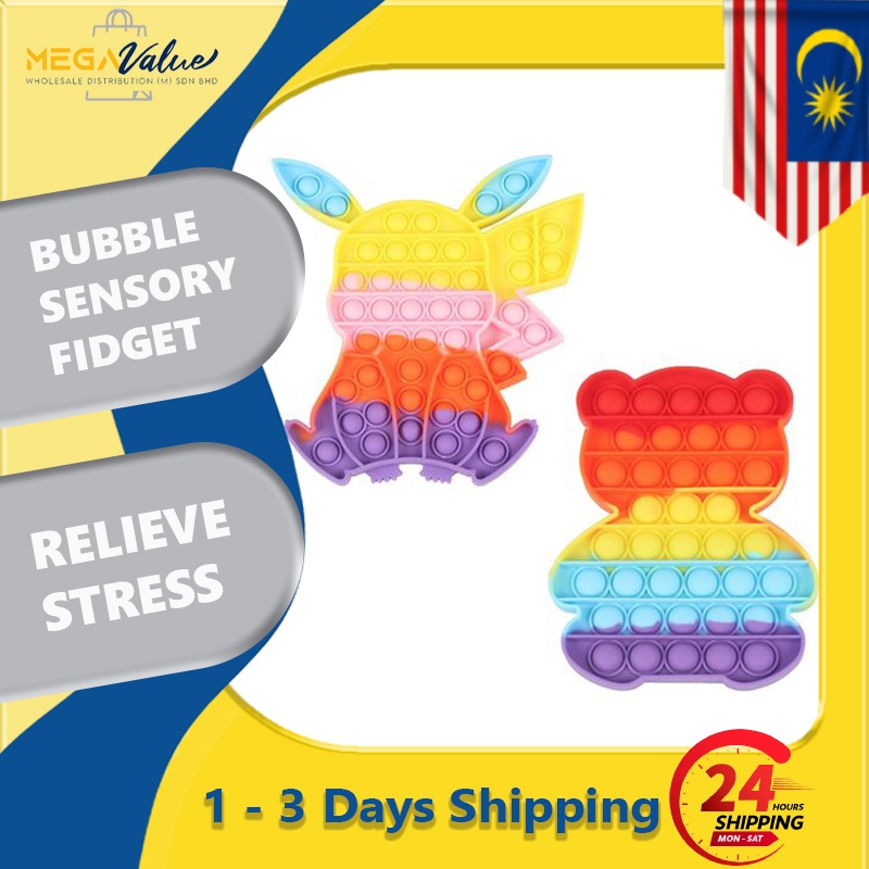 READY STOCK | Push Pop It Pikachu Bubble Sensory Fidget Toys Squeeze ...