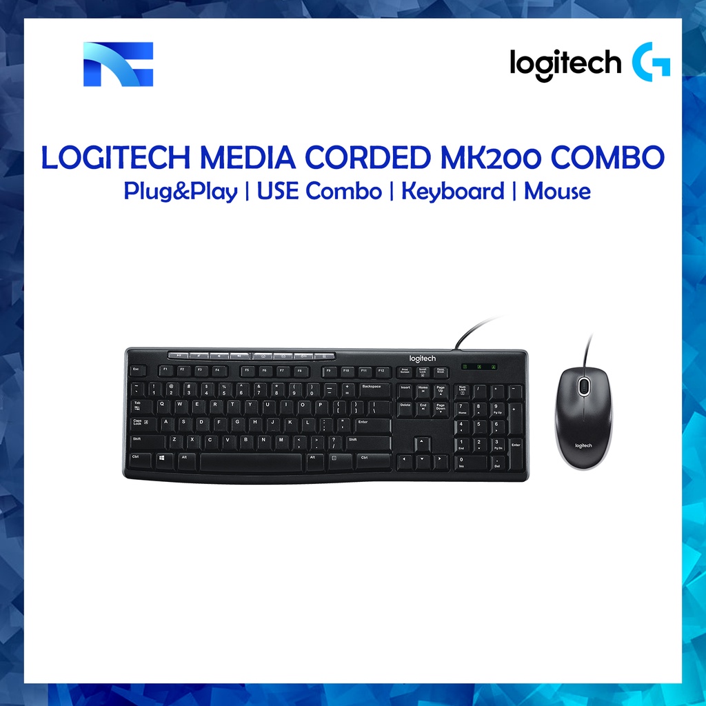 LOGITECH MK200 DESKTOP WIRED KEYBOARD MOUSE COMBO | Shopee Malaysia